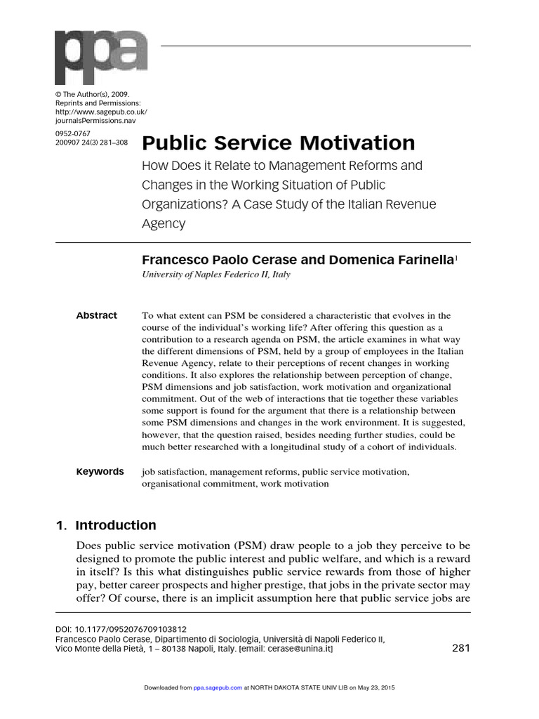 Public Service Motivation | PDF | Cronbach's Alpha | Dependent And Independent Variables