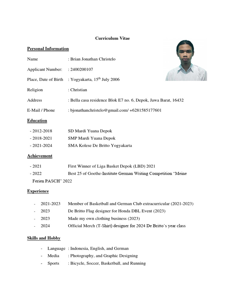 Brian Christelo's Curriculum Vitae | PDF | Career & Growth | Sports ...