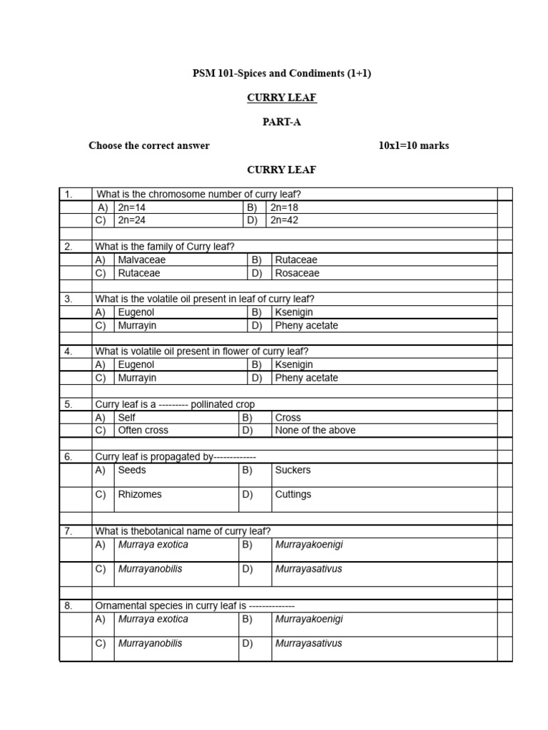 PSM 101 - Q.P. 3 - Agri Junction | PDF | Botany | Plants