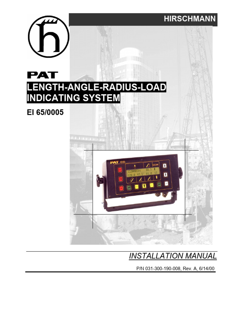 PAT EI 65 - INSTALLATION MANUAL | PDF | Crane (Machine) | Screw