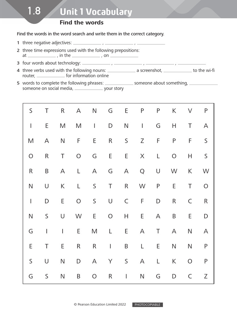 Vocabulary Word Search Worksheet | PDF | Adjective | Languages