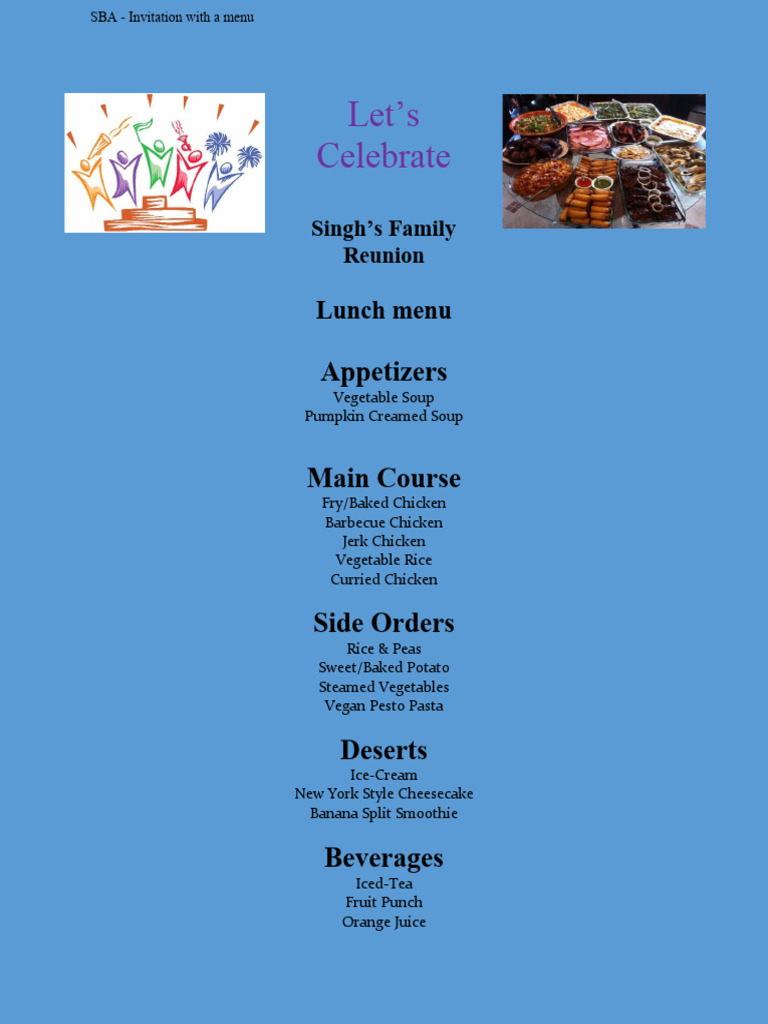 Invitation With A Menu EDPM SBA | PDF