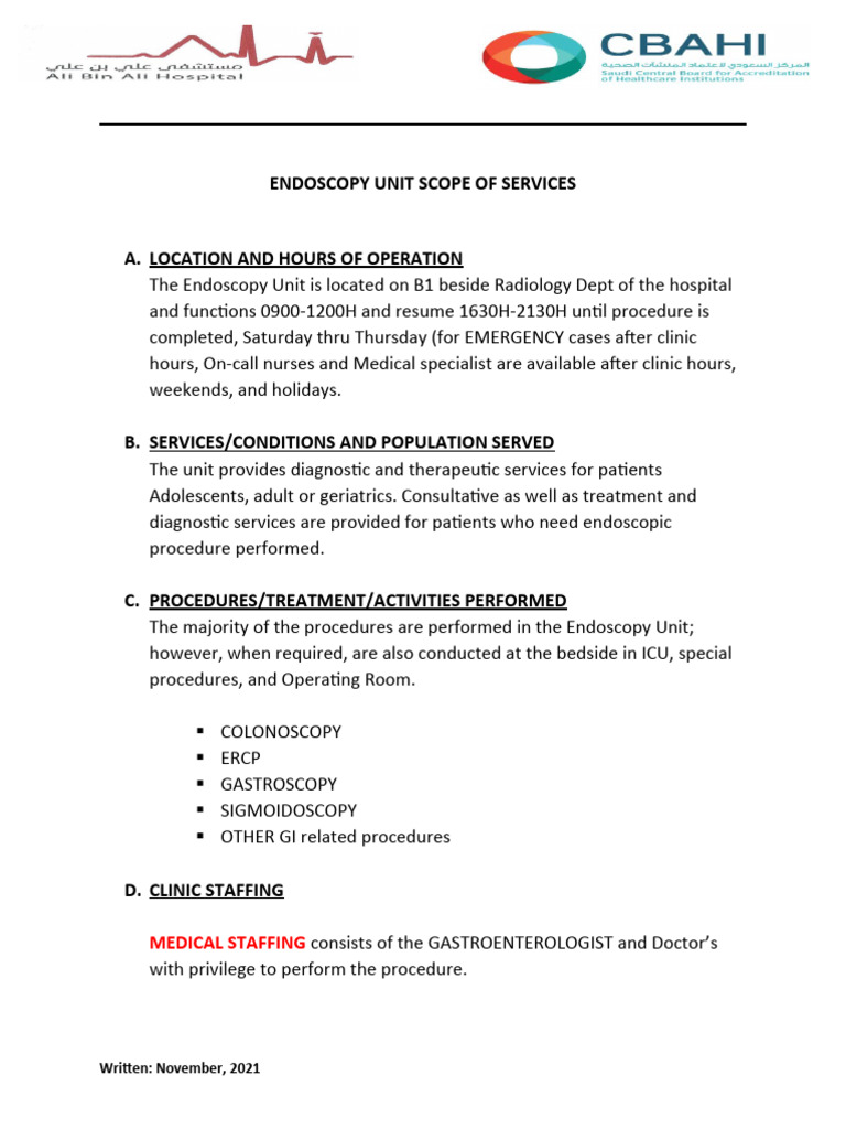 endo scope of services | Download Free PDF | Nursing | Endoscopy