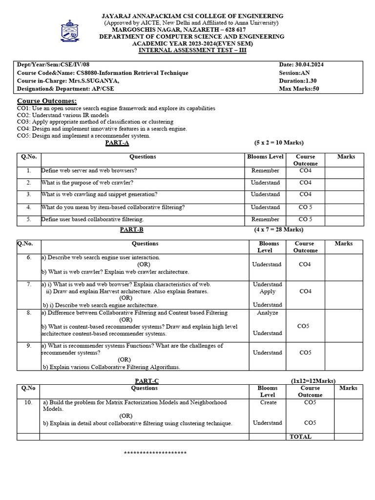 IAT-3 Information and Retrieval Technique | PDF | World Wide Web ...