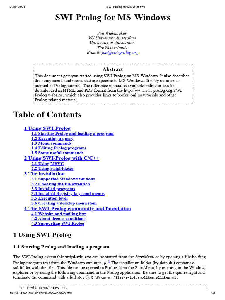 SWI-Prolog For MS-Windows | Download Free PDF | Windows Registry ...