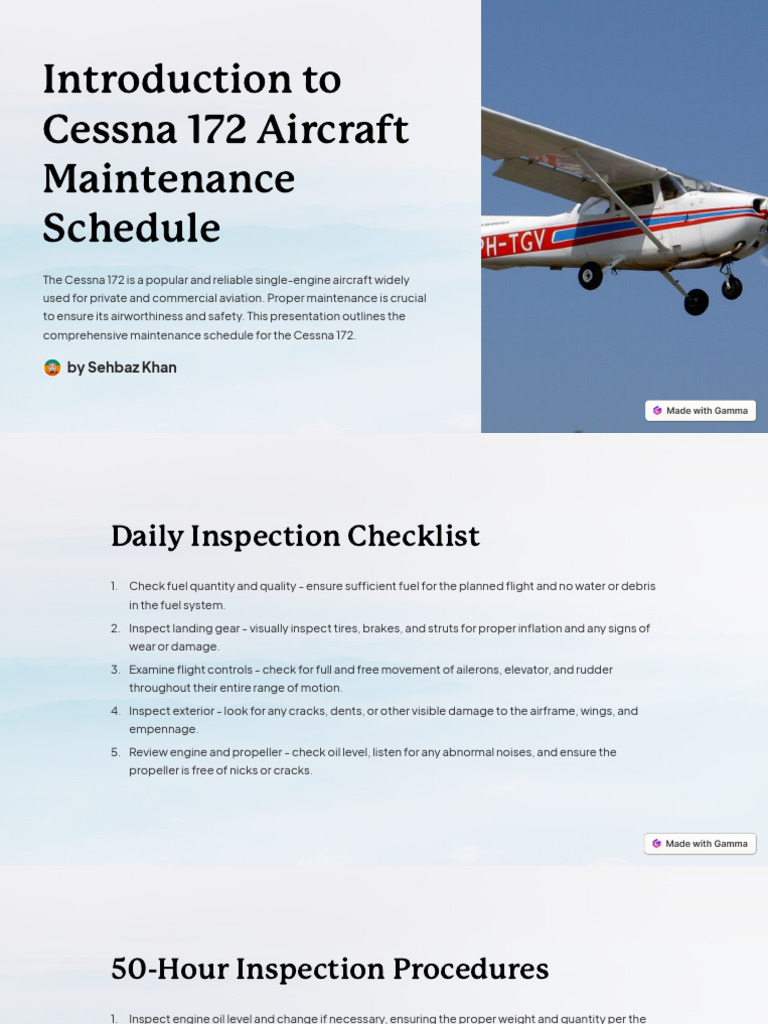 Introduction To Cessna 172 Aircraft Maintenance Schedule | PDF | Landing Gear | Aircraft Flight ...