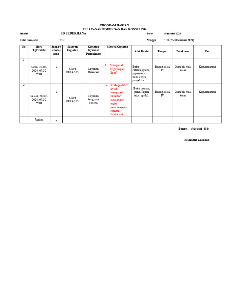 Program Harian | PDF