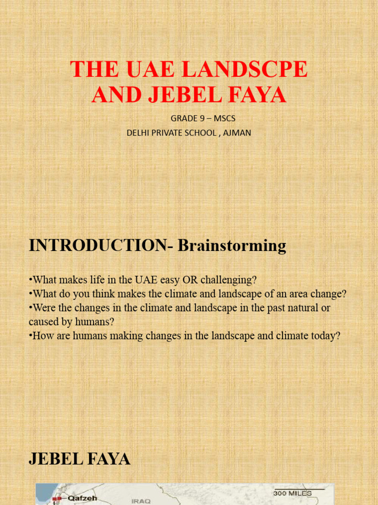 The Uae Landscpe and Jebel Faya - Grade 9 Mscs | PDF | United Arab ...