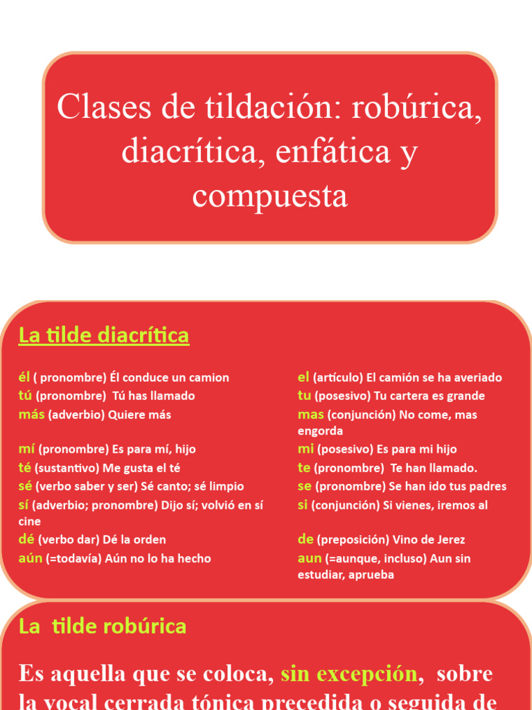 Clase 11 Tildación Robúrica, Diacrítica, Enfática y Compuesta CLASE 11 ...