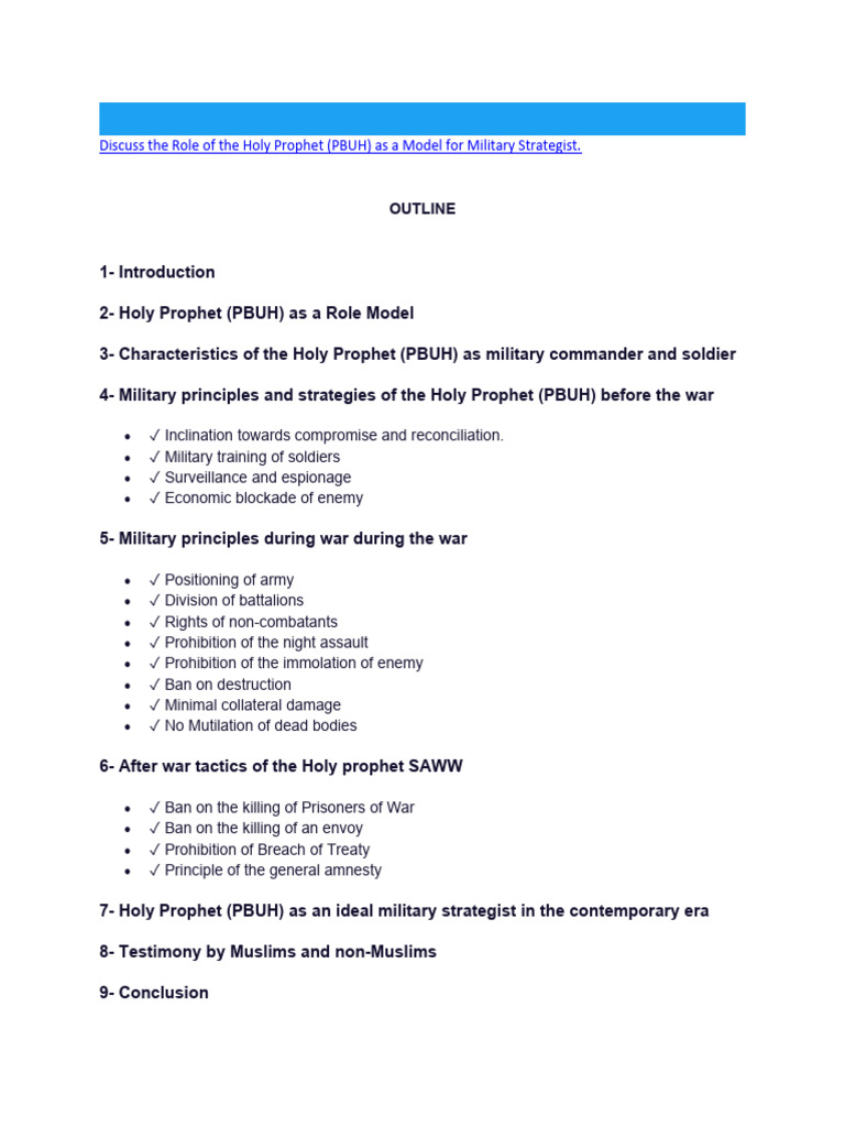 Role of Prophet Muhammad PBUH As Military Stratagies | PDF | Muhammad ...