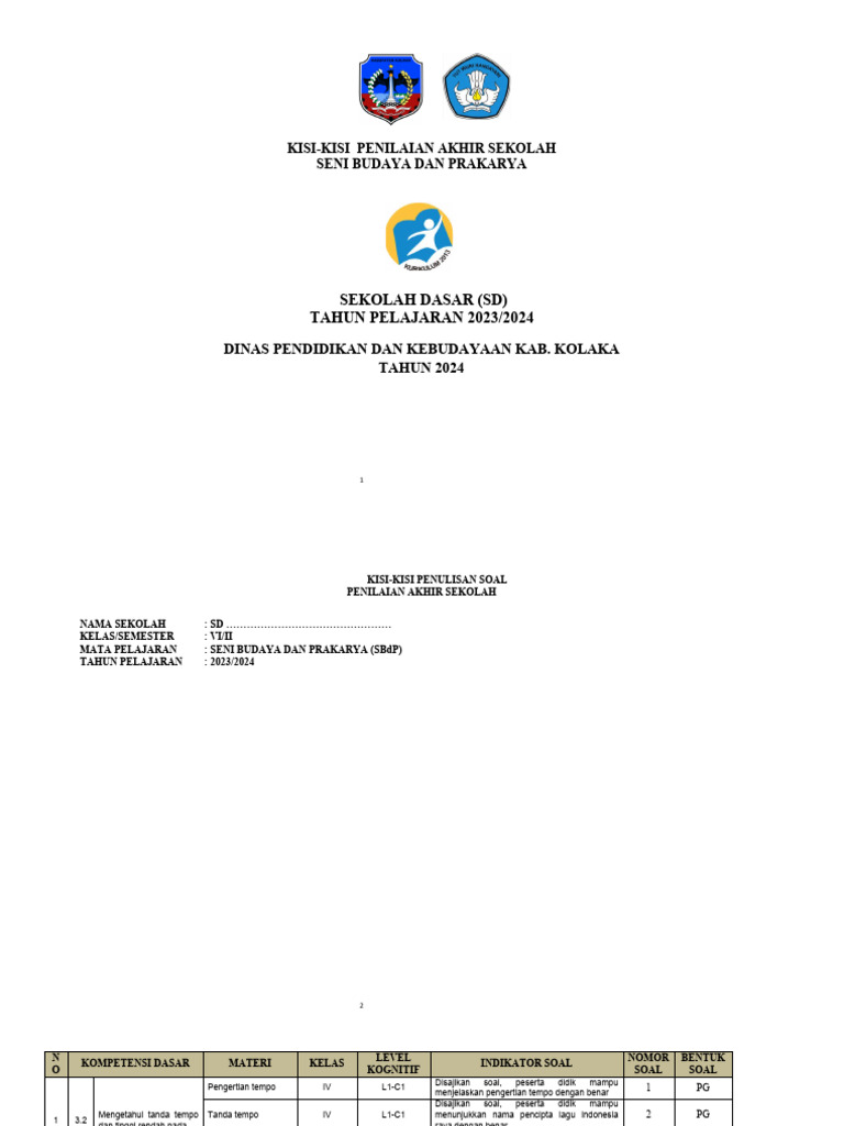 Kisi-Kisi UAS - SBDP 2024 | PDF