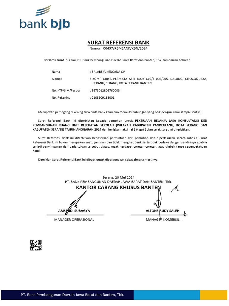 Surat Referensi Bank BK | PDF