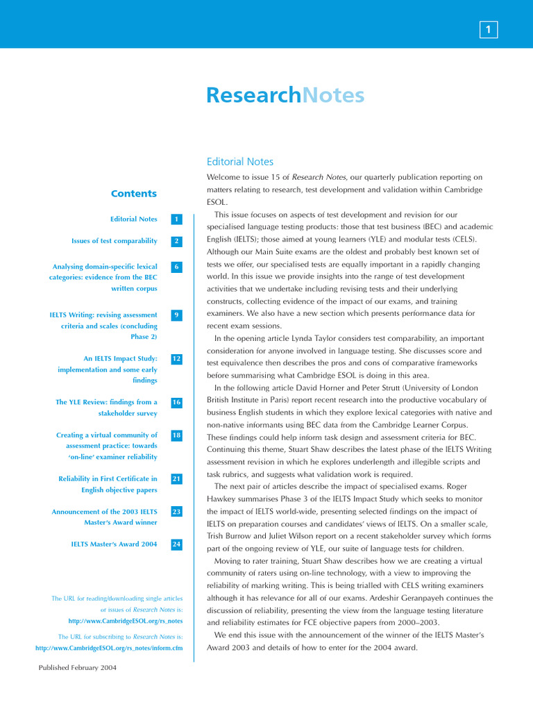 Research Notes 15 | PDF | English As A Second Or Foreign Language | Word