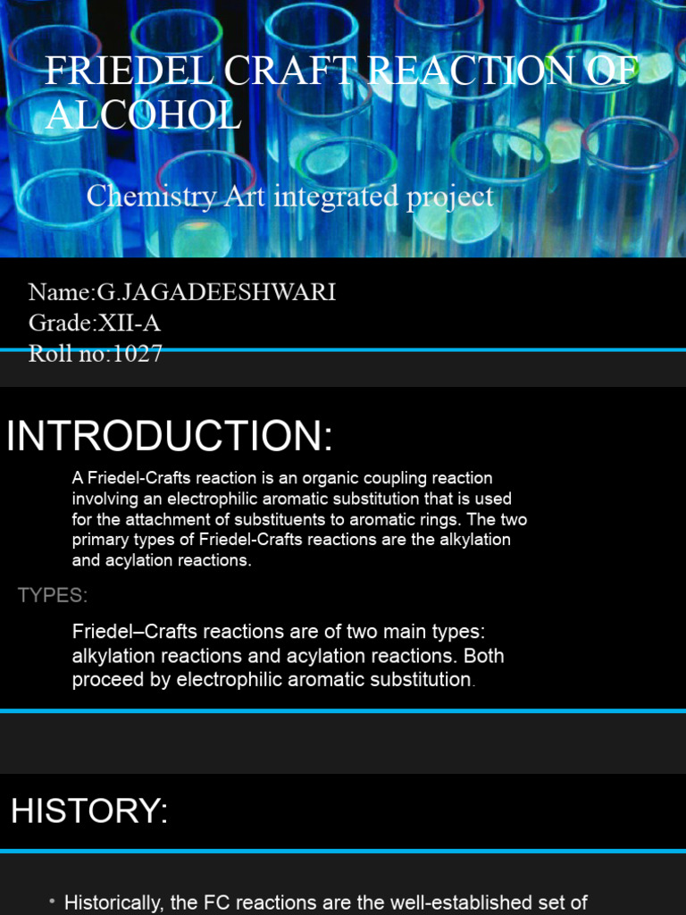 Friedel Craft Reaction of Alcohol | PDF | Physical Chemistry | Chemical Compounds