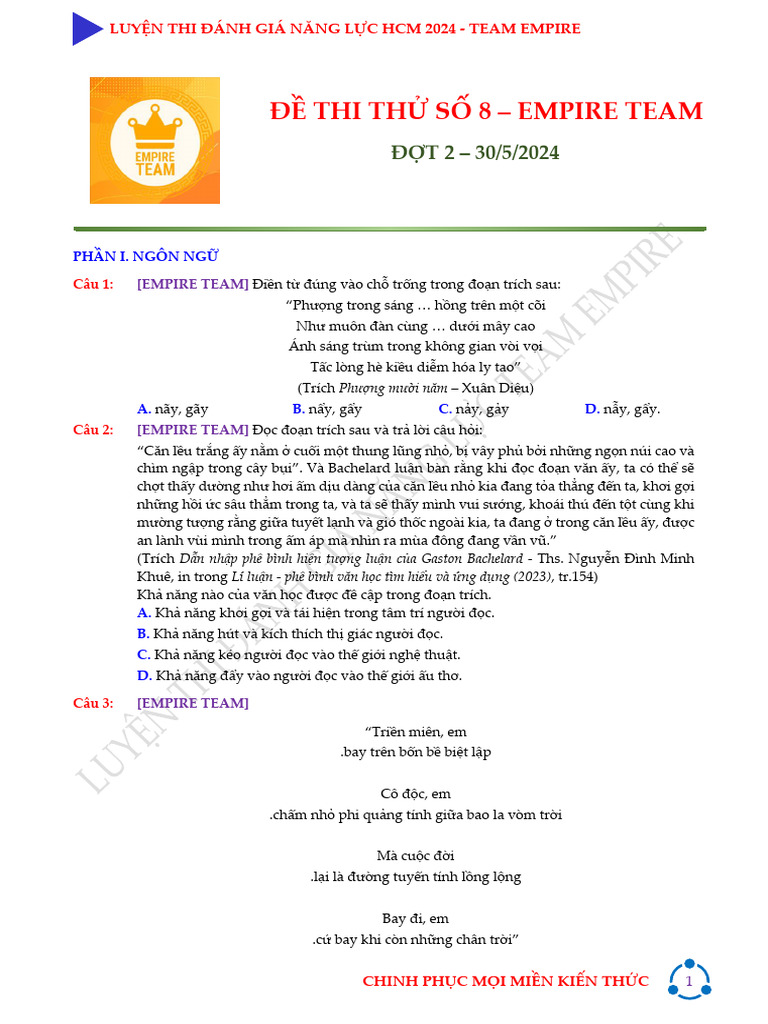 De Thi Thu So 8 Dot 2 Empire Team | PDF