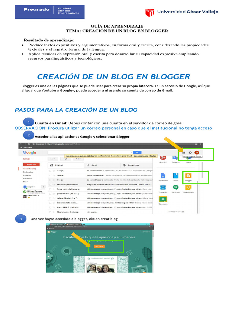 Crear Blog en Blogger: Guía Paso a Paso | PDF | Blog | Gmail
