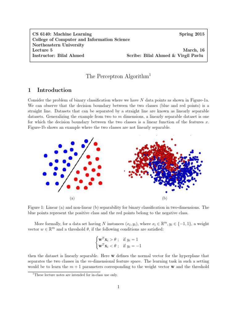 Lecturenotes Perceptron | PDF | Applied Mathematics | Algorithms