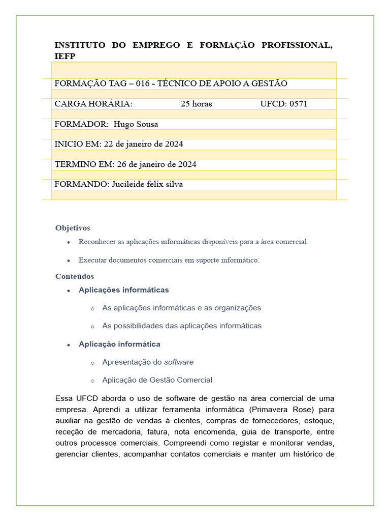 Reflexao UFCD 0571 | PDF | Carreira e Crescimento | Negócios