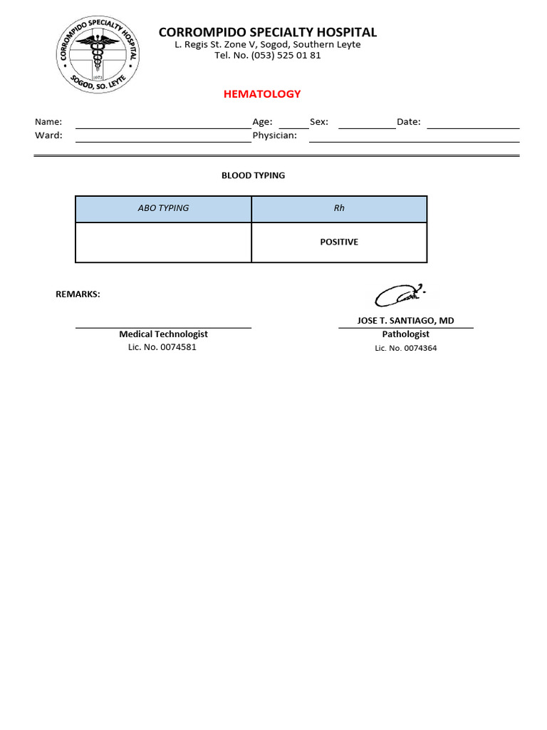 Updated Lab Results Template - Use This | PDF | Serology | Medical ...