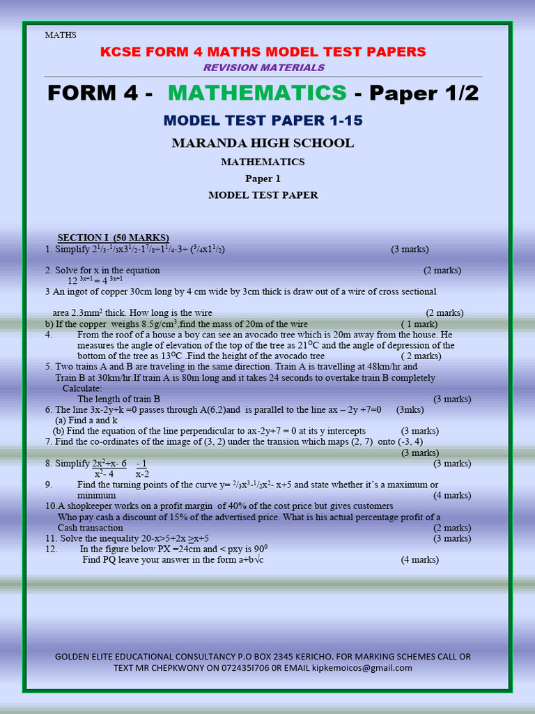 f4 Maths National Schools | PDF