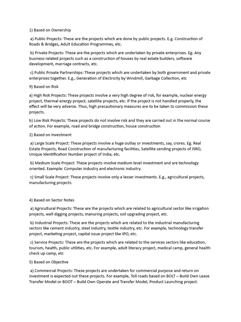 Classification of Project | PDF | Procedural Knowledge | Economies