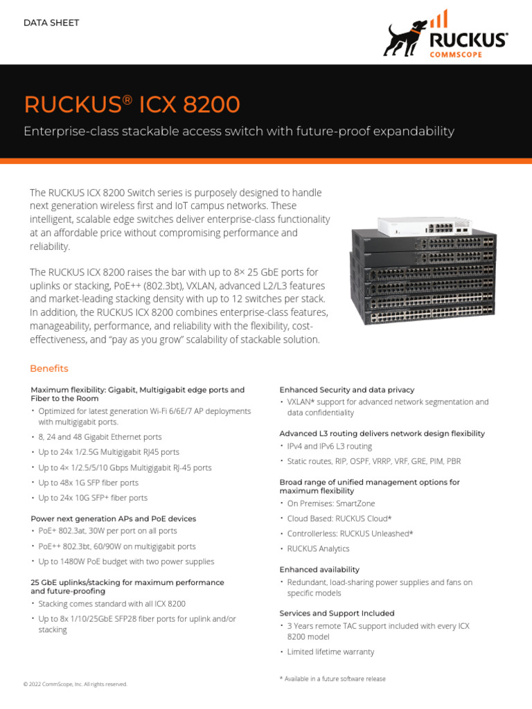 RUCKUS ICX 8200 Switch Data Sheet | PDF | Network Switch | I Pv6