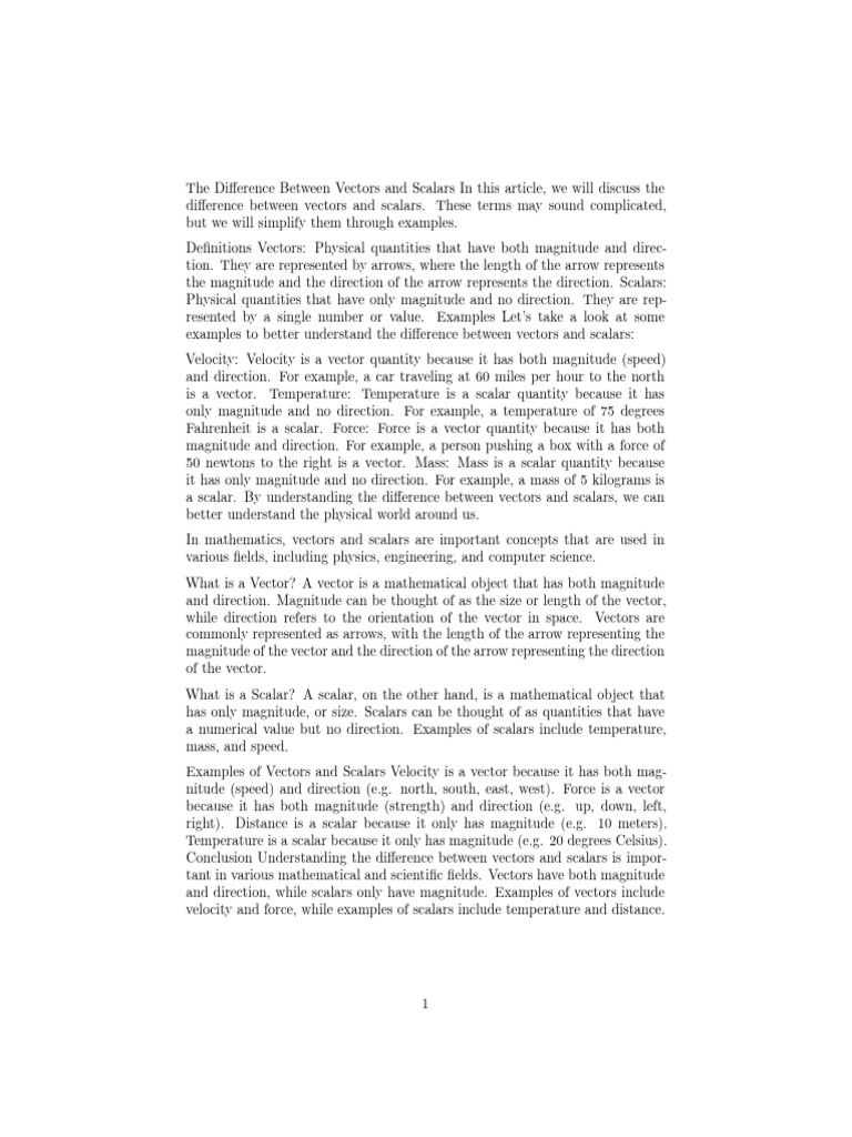 Vectors vs Scalars: Key Differences Explained | PDF | Euclidean Vector | Force