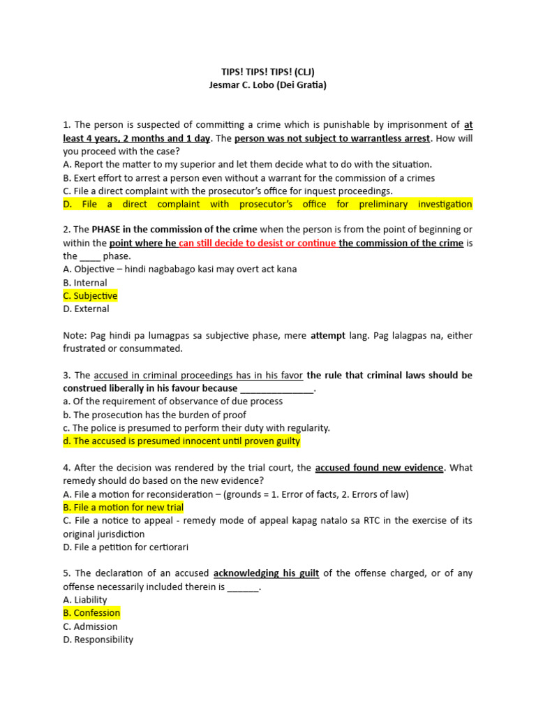 Tips CLJ | PDF | Prosecutor | Crimes