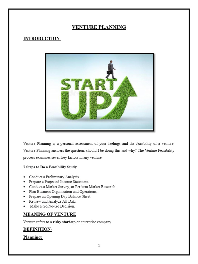 Venture Planning and Feasibility Guide | PDF | Entrepreneurship ...