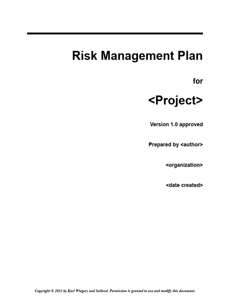 Risk Management Plan Template | PDF | Risk | Risk Management