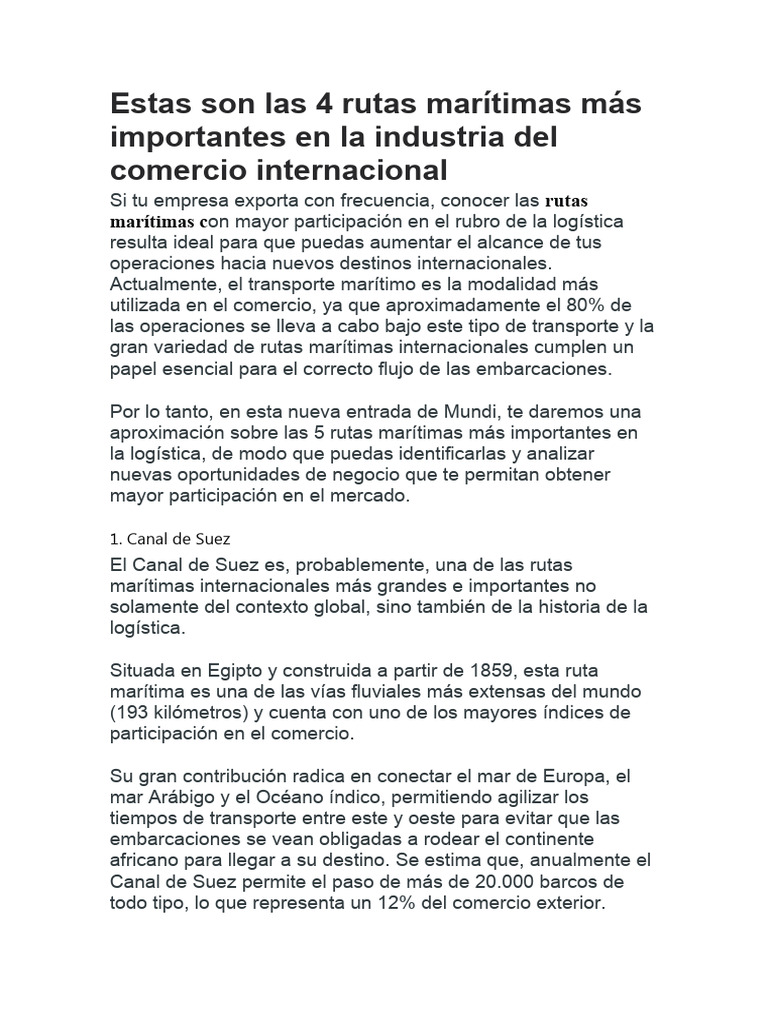 Estas Son Las 4 Rutas Marítimas Más Importantes en La Industria Del ...