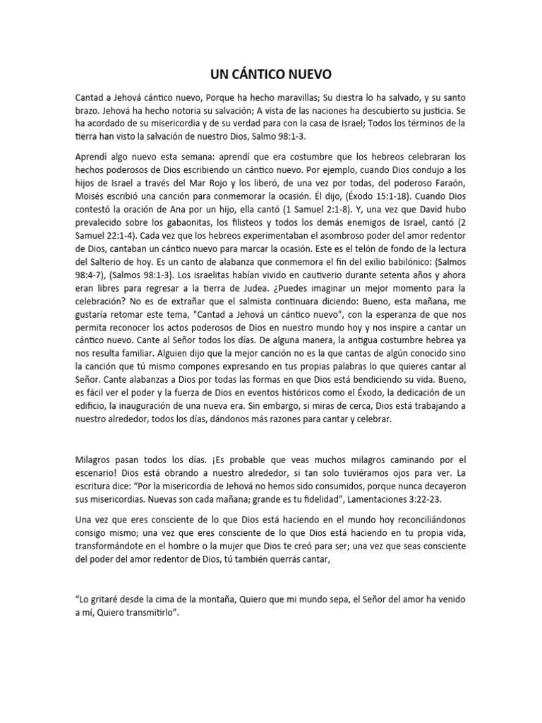 Un Cántico Nuevo | PDF | Salmos | Contenido bíblico