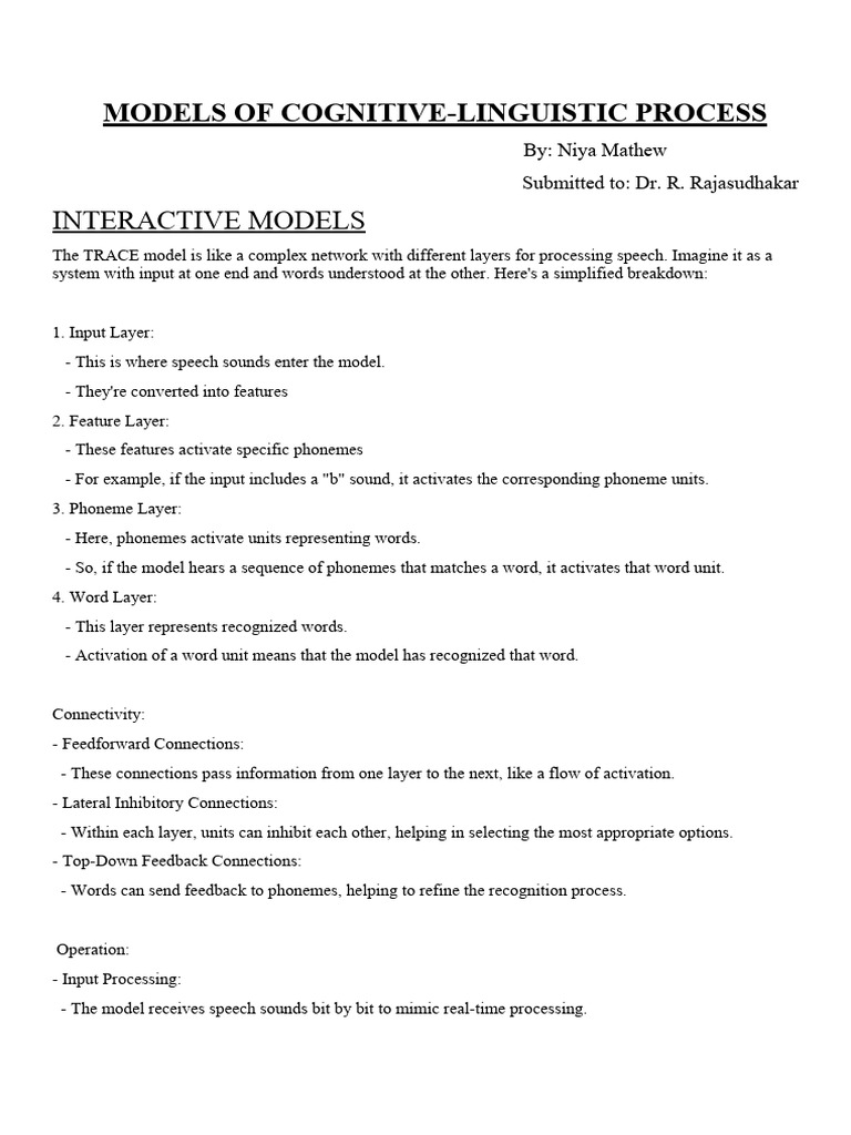Models of Cognitive-Linguistic Process | PDF | Artificial Neural ...