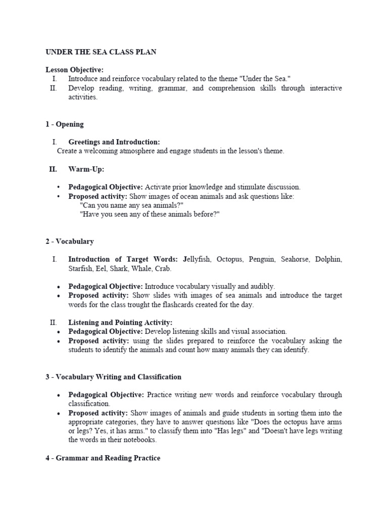 class plan | PDF | Vocabulary | Part Of Speech