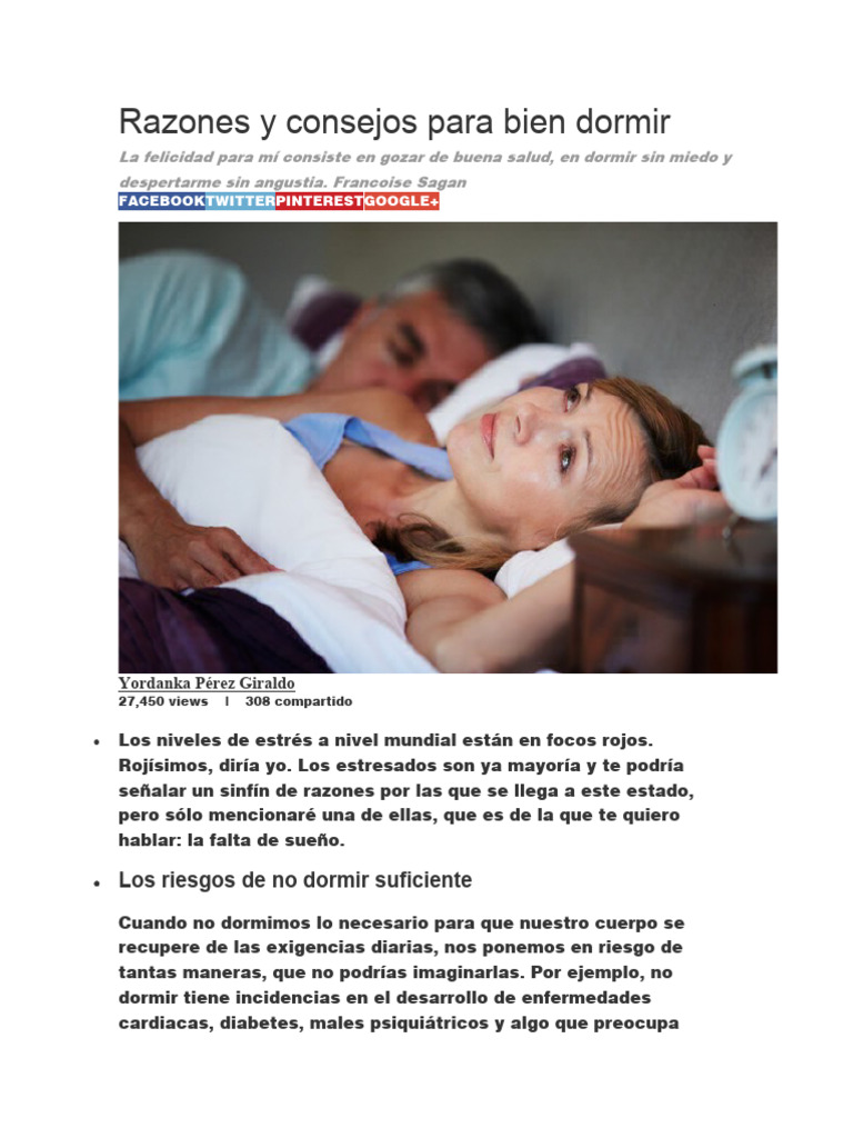 Razones Y Consejos Para Bien Dormir Descargar Gratis Pdf Dormir