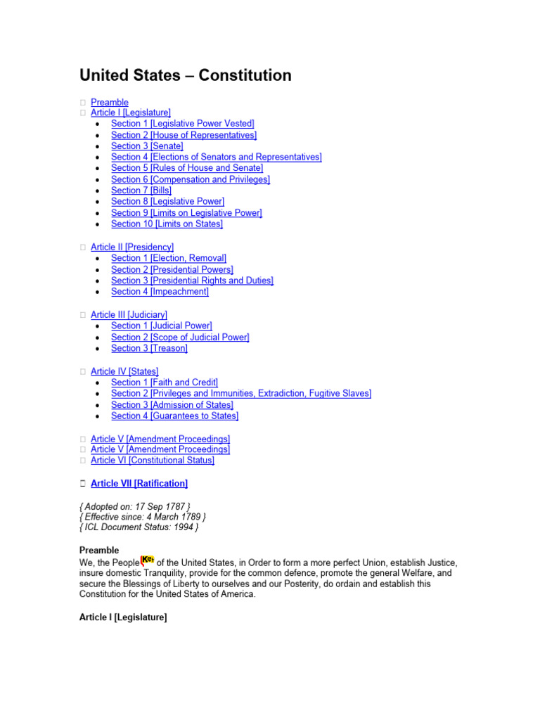 U.S. Constitution Overview and Articles | PDF | American Government ...