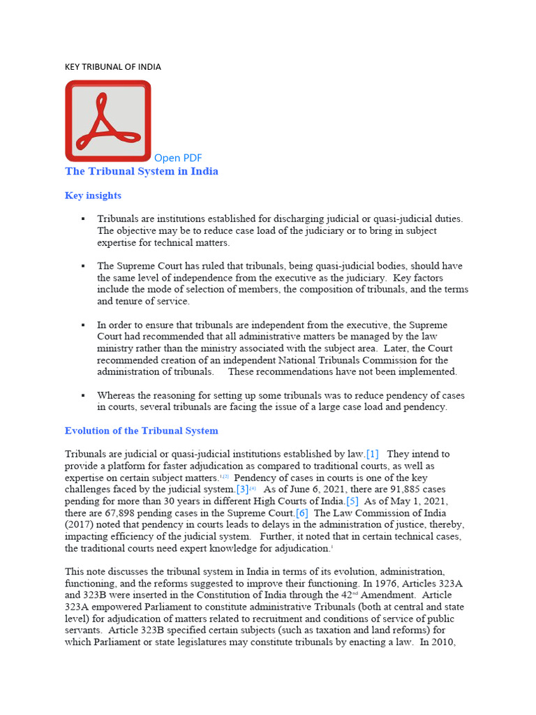 Key Tribunal of India | PDF | Tribunal | Supreme Courts