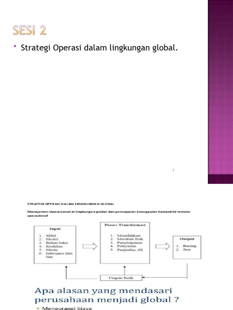Sesi 2 - STRATEGI OPERASI DALAM LINGKUNGAN GLOBAL | PDF