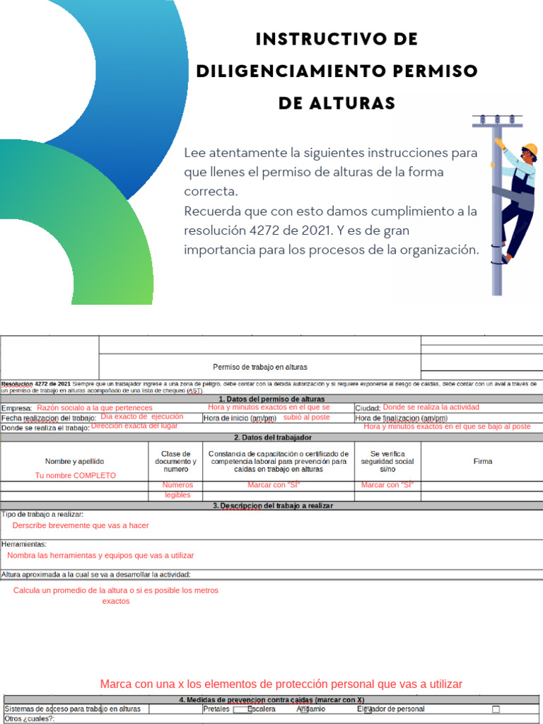 Instructivo de Diligenciamiento Permiso de Alturas | PDF
