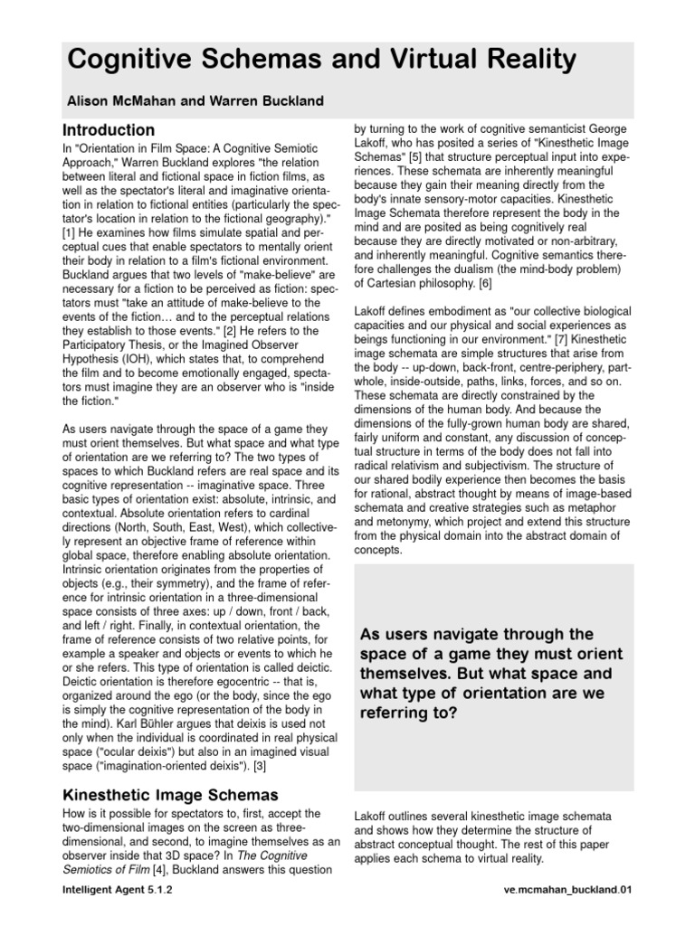 Cognitive Schemas and VR | PDF | Virtual Reality | 3 D Computer Graphics