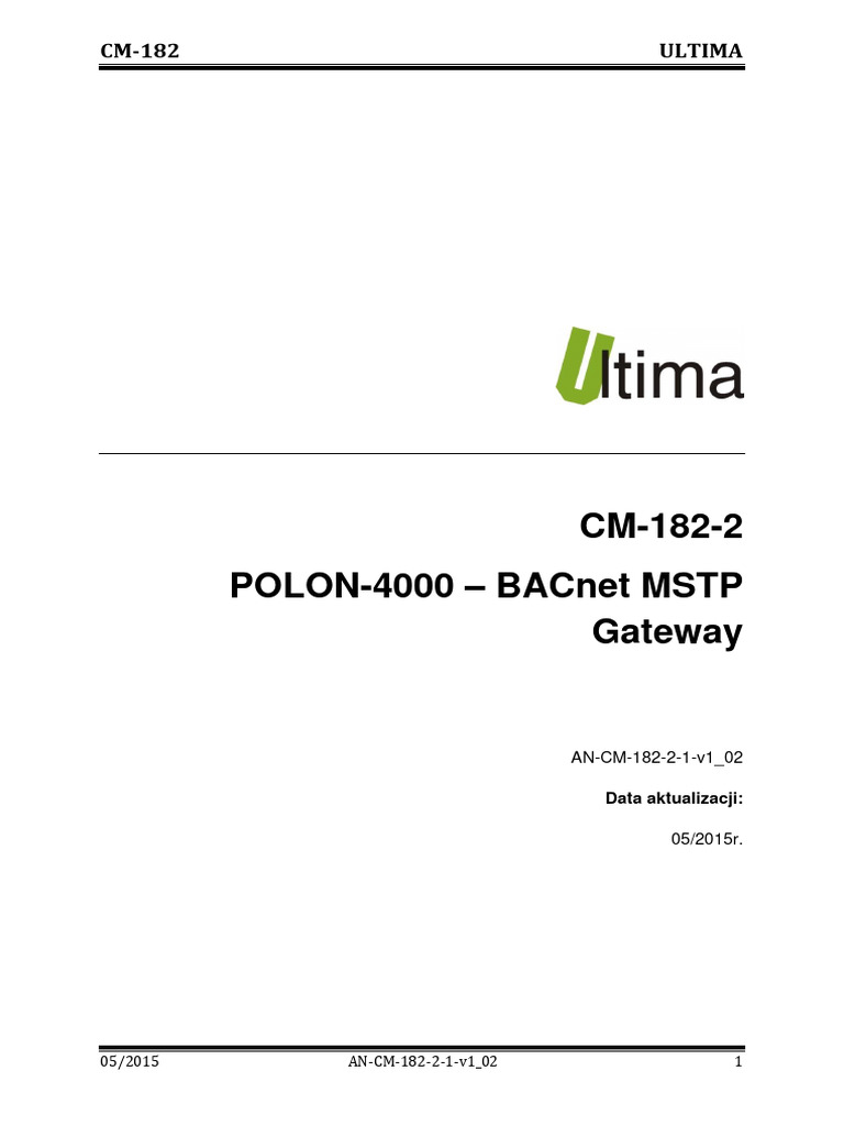 CM-182-2 POLON-4000 - Bacnet MSTP Gateway | PDF