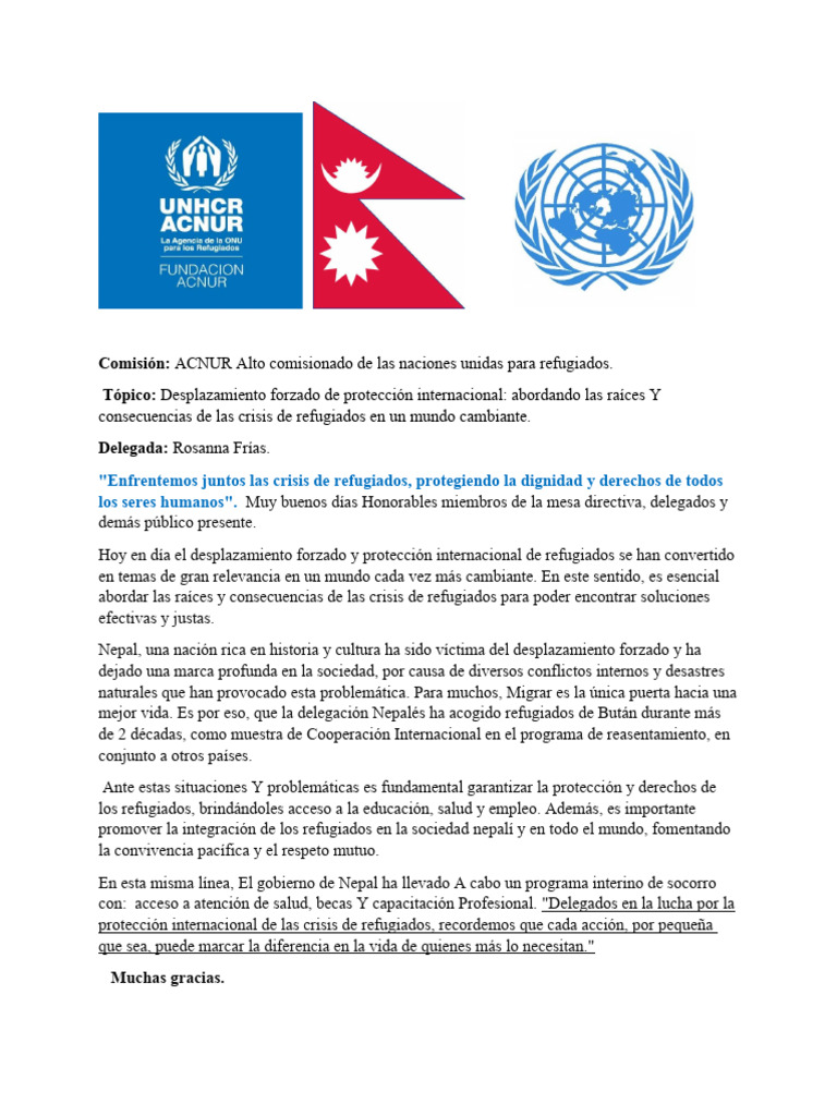 discurso de la ONU ... | Descargar gratis PDF | Refugiado