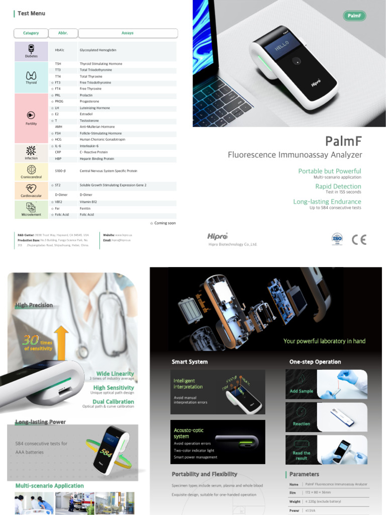 Hipro palm-reader-immunoassay-analyzer-brochure | PDF | Luteinizing ...