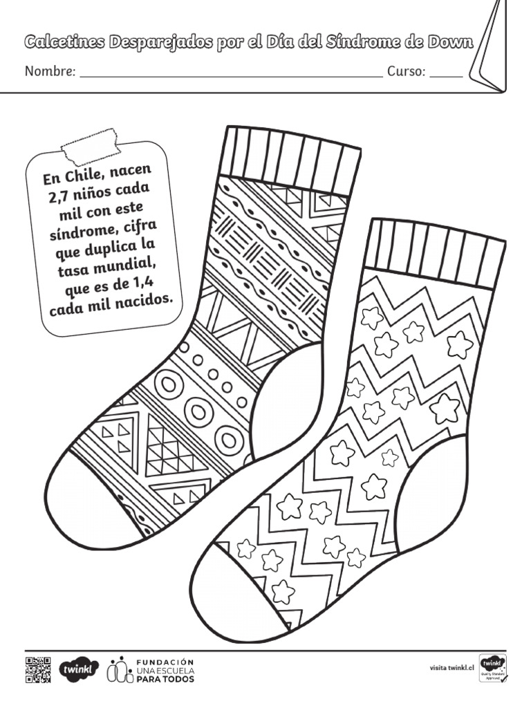 CL Es 1705437979 Hojas para Colorear Calcetines Desparejados Por El Dia Del Sindrome de Down Ver ...