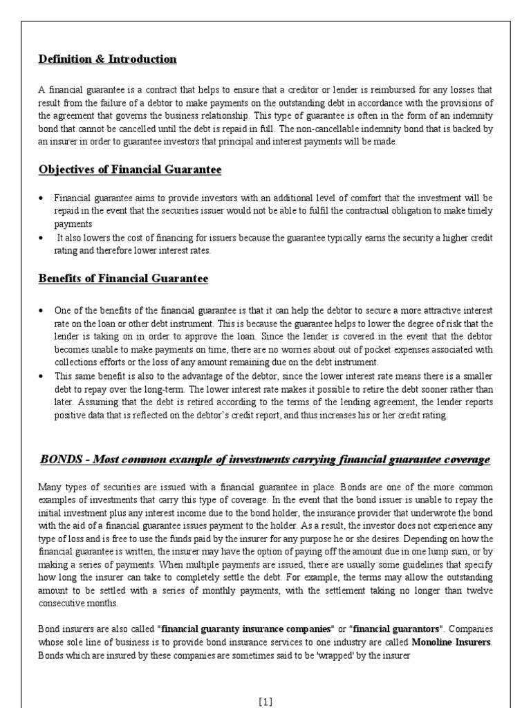 Financial Guarantee - Project | PDF | Debt | Bonds (Finance)