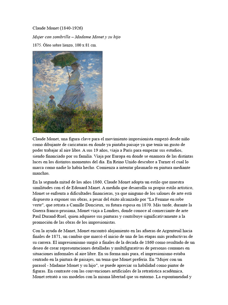 artes visuales monet | Descargar gratis PDF | Claude Monet | Impresionismo