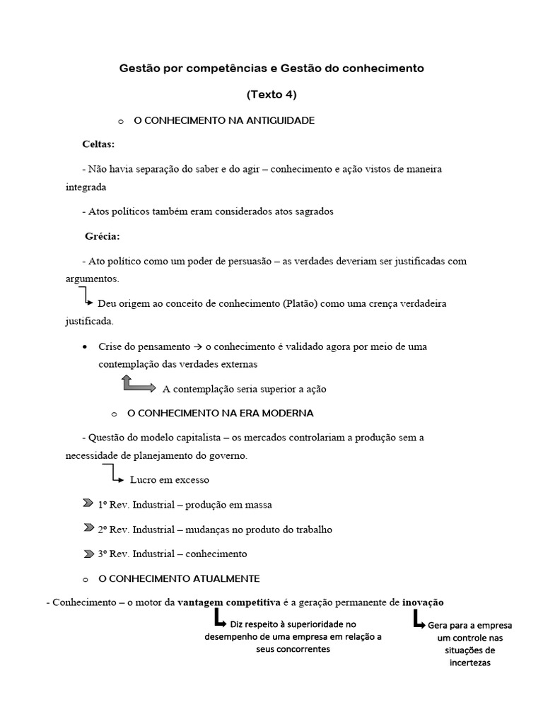 Resumo - Gestão Por Competência e Gestão de Conhecimento | Download grátis PDF | Competência ...