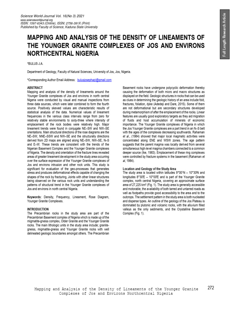 Mapping and Analysis of The Density of Lineaments of The Younger ...