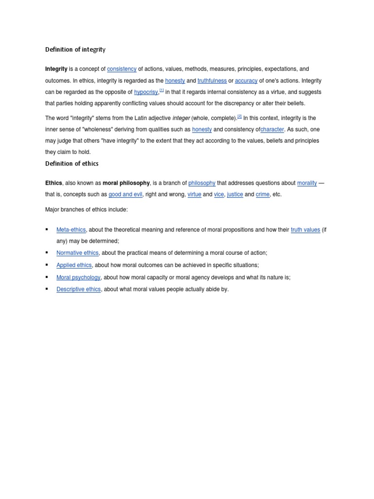 Definition of Integrity | PDF | Self-Improvement | Science & Mathematics