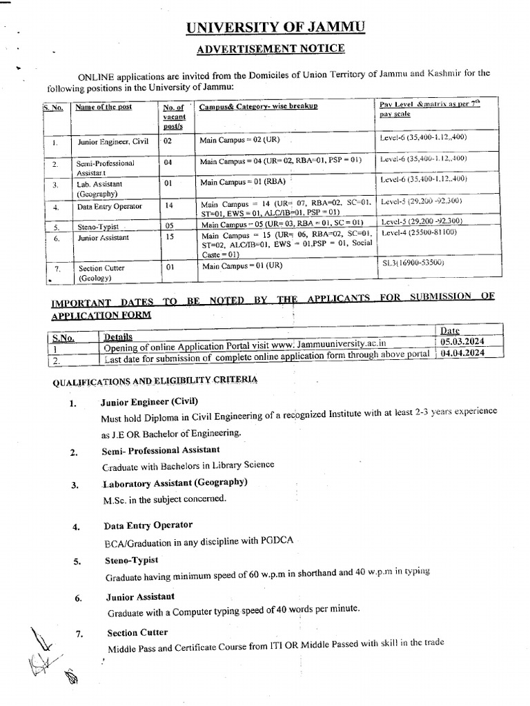 Advertisement Notice JU - 0 | PDF